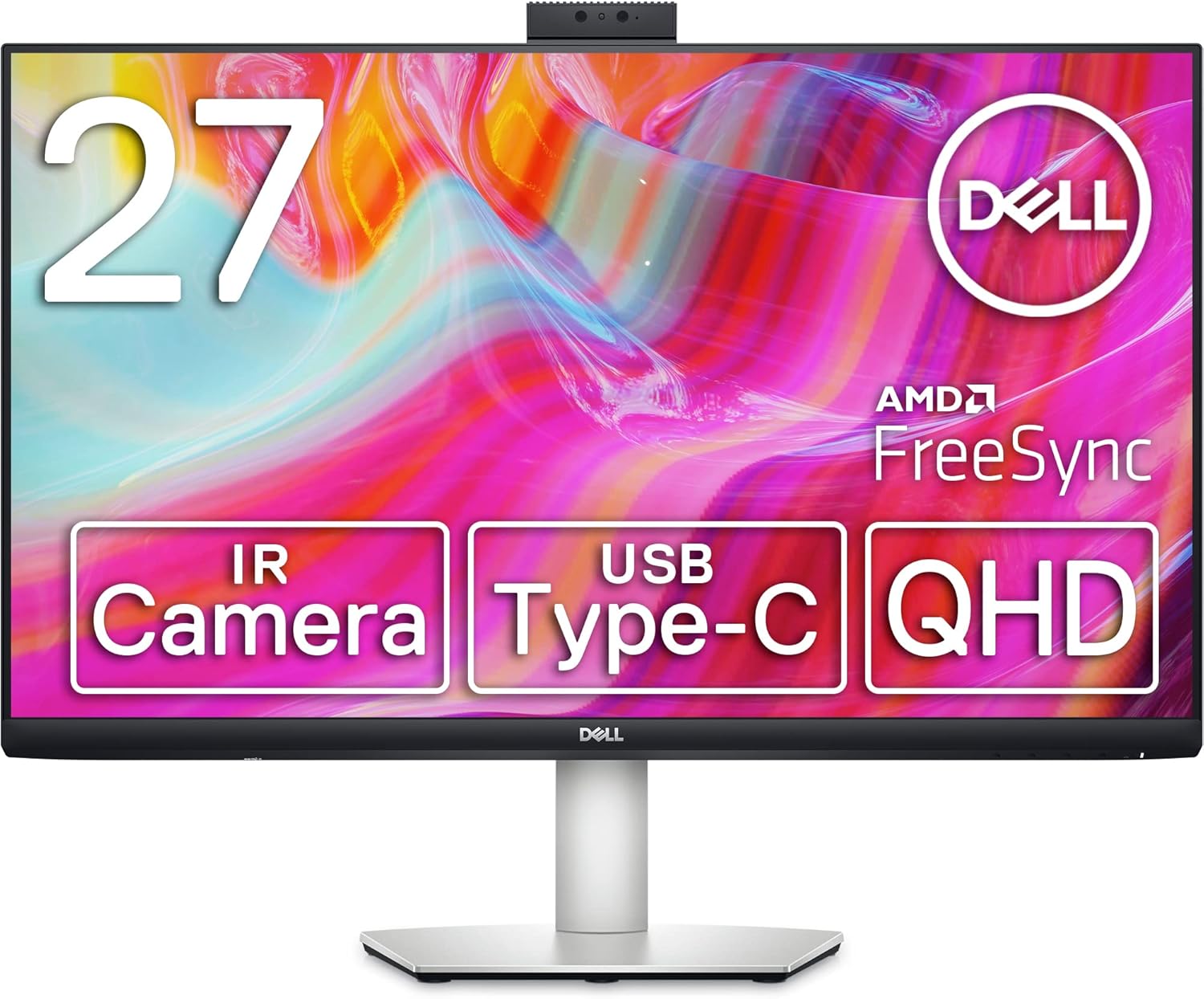 Dell S2722DZ 27" QHD Monitor Built-In Camera Noise-Cancelling Dual Mic